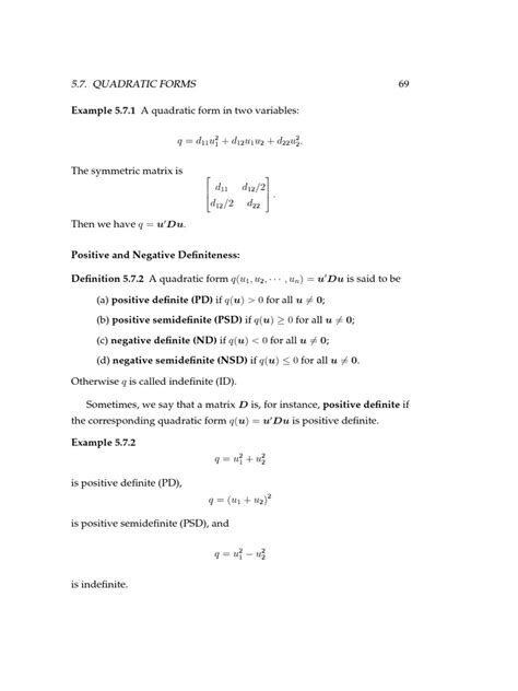 5 7 Quadratic Forms Example 5 7 1 Pdf Mathematical Analysis Numerical Analysis