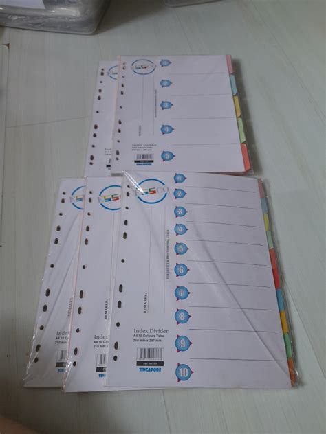 Colour Index Divider 5 Sets Hobbies And Toys Stationery And Craft