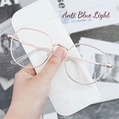 Women Metal Frame Anti Blue Light Oval Glasses Frame Radiation Eye