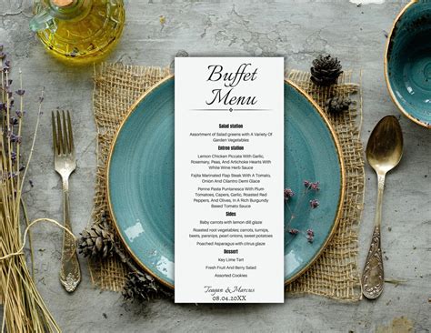 Wedding Buffet Menu Cards Elegant Buffet Menu Cards Editable Etsy