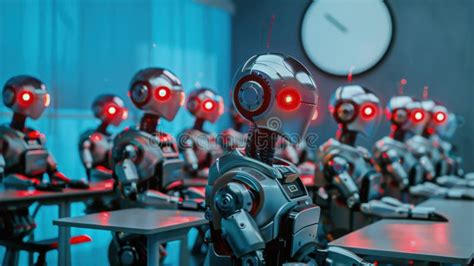 The Robots In Classroom Ai Generated Stock Image Image Of Technology Modern 373246697
