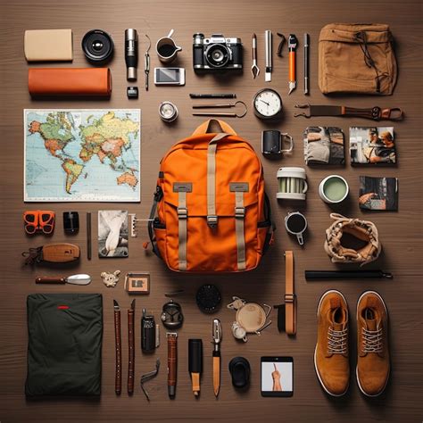Premium Ai Image Arrangement Of Travel Elements And Objects