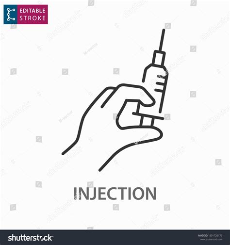 Injection Outline Icon On White Background Stock Vector Royalty Free