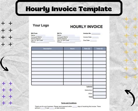 Hourly Invoice Hourly Invoice Forms Hourly Invoice Template Docx And Pdf Easy To Edit Etsy