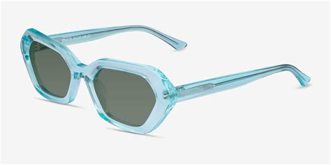 Brigitte Geometric Crystal Light Green Frame Sunglasses For Women