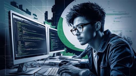 Premium Photo Portrait Of Young Focused Man Coding