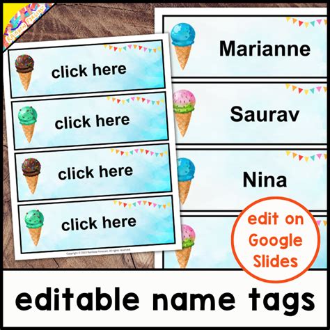 Editable Teacher Classroom Supply Name Tags Template Colourful Summer