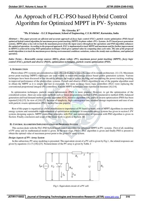 PDF An Approach Of FLC PSO Based Hybrid Control Algorithm For