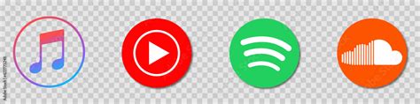 Apple Music Spotify Youtube Music Soundcloud A Set Of Logos For