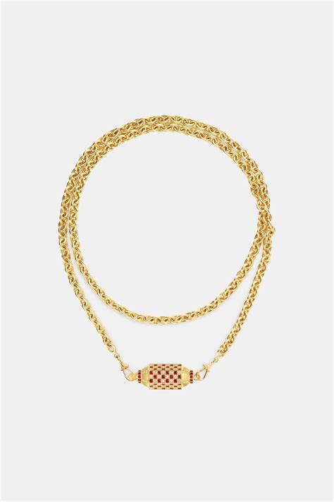 Marie Lichtenberg Check Ruby Locket On Rosa Classic Chain