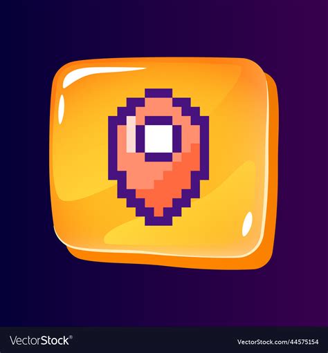 Mark On Map Glossy Ui Button With Pixelated Color Vector Image
