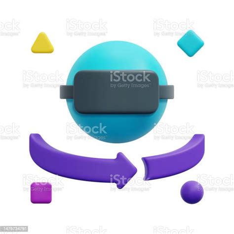 화살표 아이콘 벡터가 있는 Vr 안경을 쓰고 있는 3d 사용자 흰색 배경에 격리 3d 메타버스 디지털 기술 가상 현실 개념 만화 최소한의 스타일 3d 아이콘 벡터 렌더링