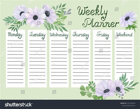 111937 Week Planning Template Gambar Foto Stok And Vektor Shutterstock