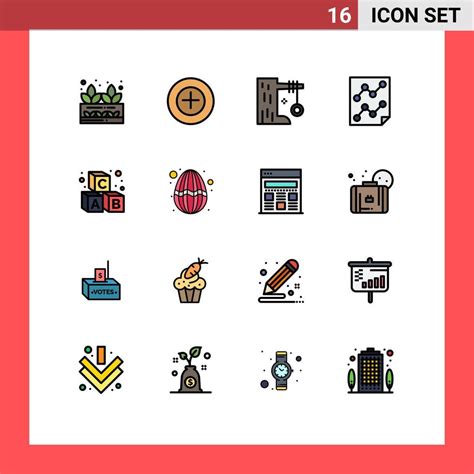 User Interface Pack Of 16 Basic Flat Color Filled Lines Of Alphabet Paper Plaything Page