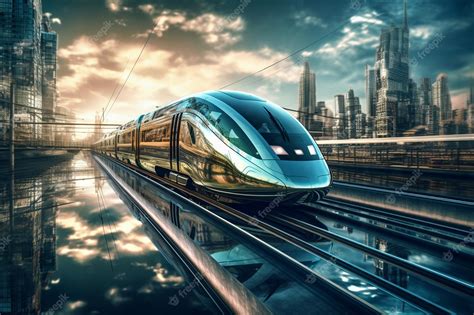 Premium Ai Image Futuristic High Speed Train And The Futuristic City