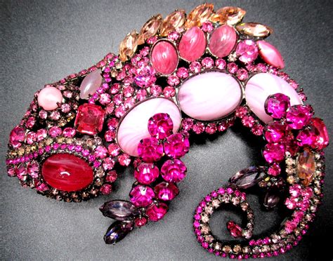 Moans Couture Massive Pink Glass Cabochon Rhinestone Gem