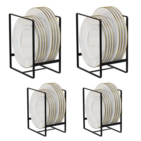 Tuakimce 4 Pack Plate Storage Rack Plate Holders Organizers Vertical