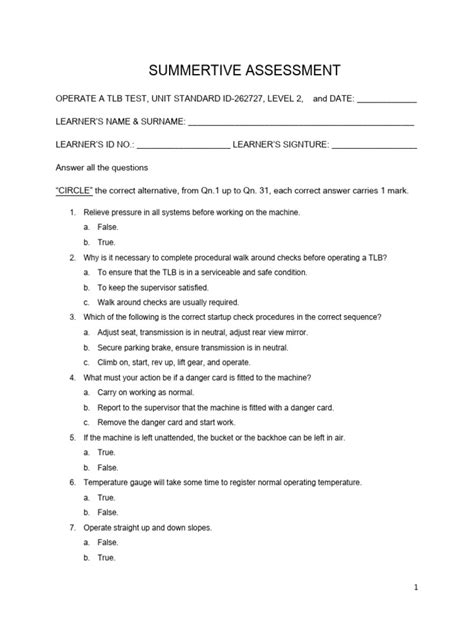 Tlb Test Summative Assessment Pdf