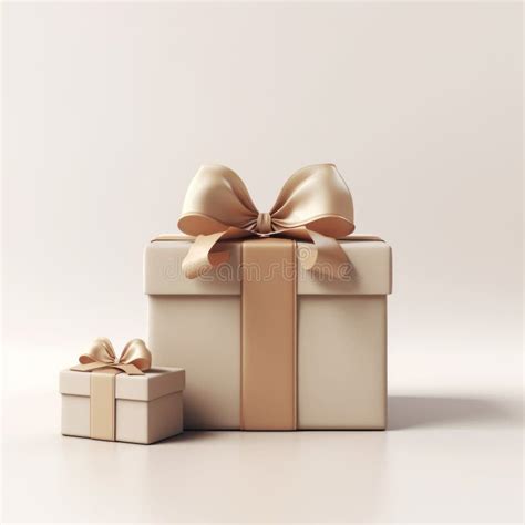 Realistic Beige Gift Box With Untied Ribbons And Bow On White