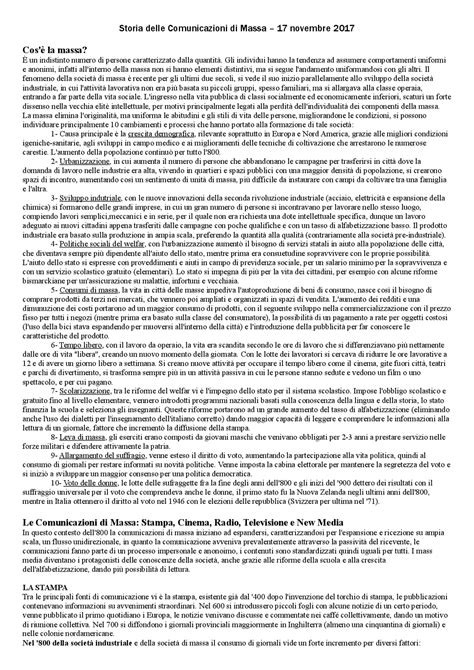 Storia Delle Comunicazioni Di Massa Docsity