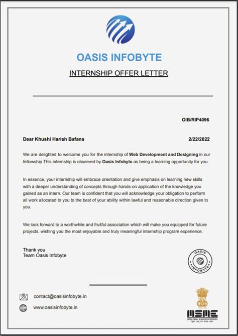 Khushi Bafana On Linkedin Oasisinfobyte Webdevelopmentinternship Internship