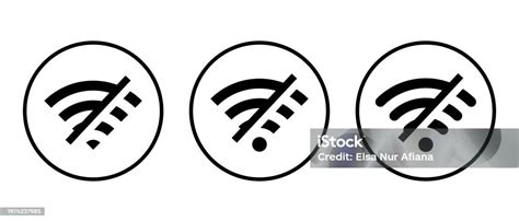 Disconnect Wifi Icon Vector On Circle Line Lost Wireless Connection