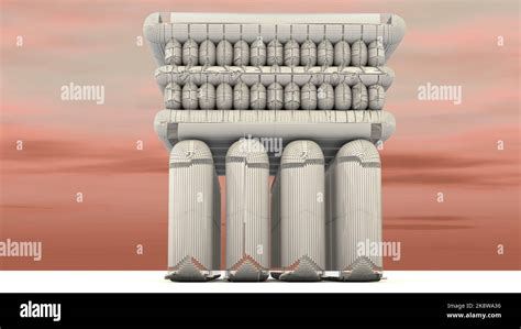 Modern 3d Illustration Of Architectural Structure Based On Archaic And