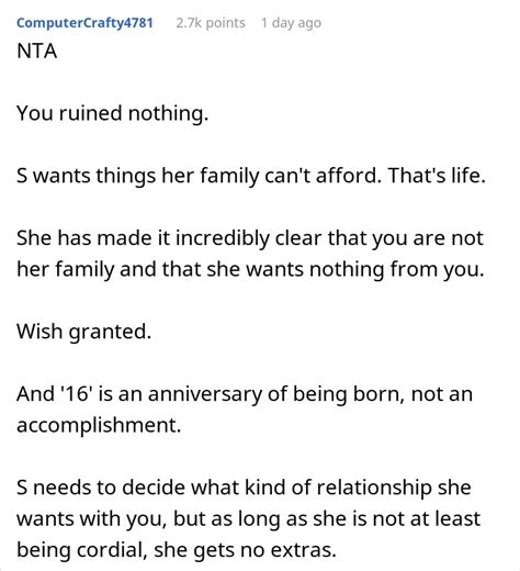 Teen Gets Mad Over Stepdads Decision Not To Pay For Her Expensive Birthday Party Since Hes Not