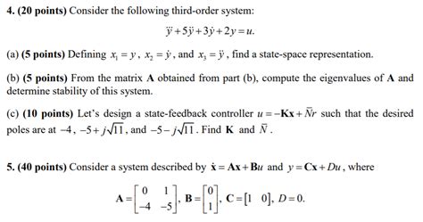 Solved 4 20 Points Consider The Following Third Order