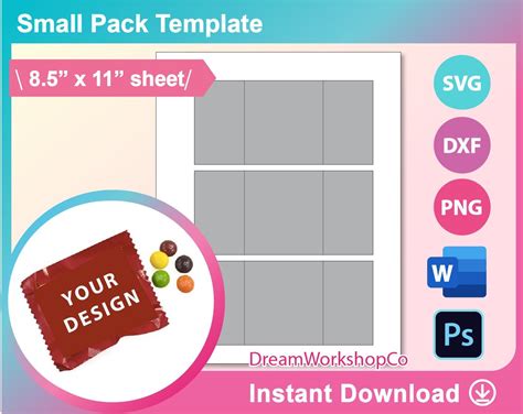 Small Pack Rainbow Candy Template Treat Bag Template Candy Treat Bag