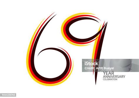 69 주년 기념일 축하 로고 타입 다채로운 선 벡터 69 번째 생일 로고 69 숫자 디자인 배너 템플릿 초대 카드 포스터