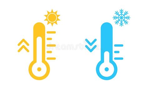 Thermometer With Yellow Sun And Blue Snowflake Vector Icon Winter And