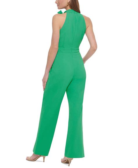 Vince Camuto Womens Signature Stretch Crepe Bow Neck Halter Jumpsuit