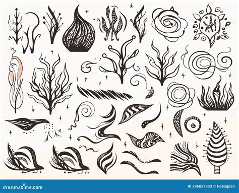Elements Set With Textures And Arrrows In Hand Drawn Style Stock