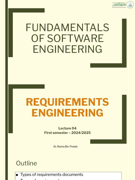 Lecture 04 Requirements Engineeringpptx Pdf Reliability Engineering Specification
