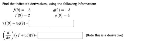 Solved Find The Indicated Derivatives Using The Following Chegg