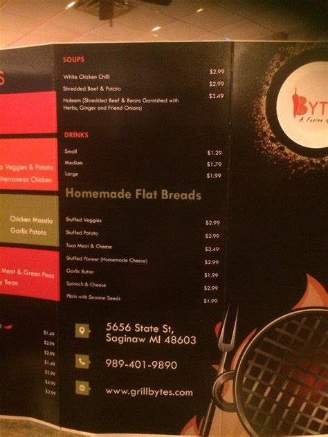 Menu At Bytes Fusion Grill Restaurant Saginaw