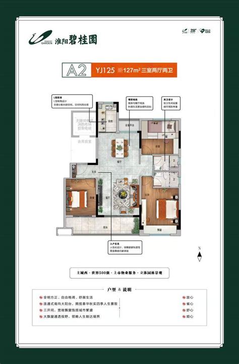 出售淮阳碧桂园3室2厅2卫110平米 售价45万二手房