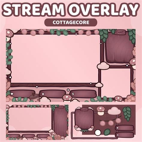 Canva Twitch Overlay Template Cute Cottage Core Aesthetic Overlay Cute