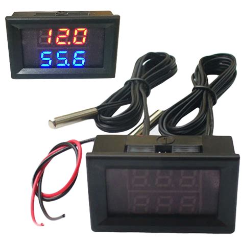 DC 4 28V Precision Dual Display Digital Thermometer NTC Waterproof Metal Probe Digital