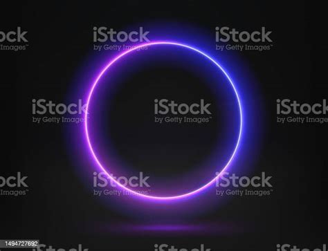 네온 불빛의 빛나는 원형 프레임이 있는 추상 스튜디오 3d 벡터 그림 0명에 대한 스톡 벡터 아트 및 기타 이미지 0명 3차원 형태 곡선 Istock