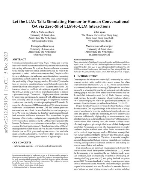 Let The Llms Talk Simulating Human To Human Conversational Qa Via Zero