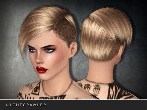 Nightcrawler Sims WE CAN T STOP Sims Hair Half Shaved Hair Sims 4