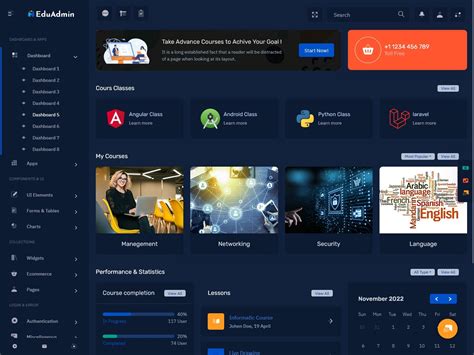 Online Education Courses Dashboard Templates With LMS Dashboard
