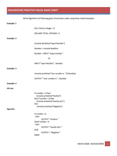 Pseudocode Practice Vb Pdf Theoretical Computer Science Algorithms