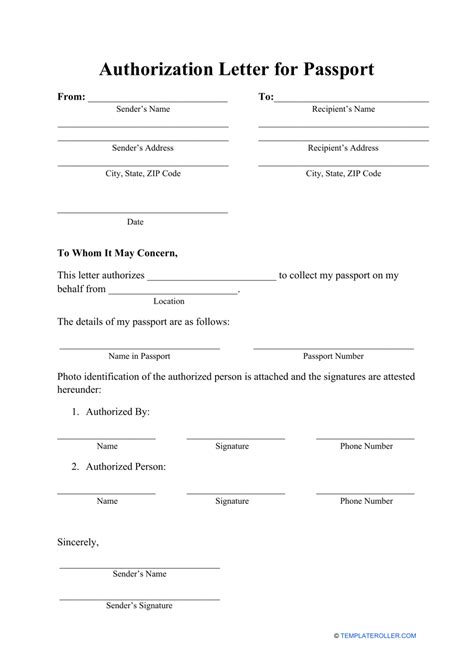 Authorization Letter For Passport