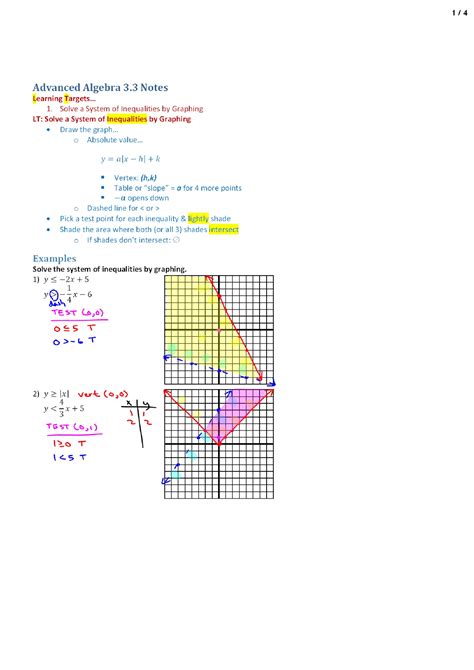 drawing graphs advanced algebra lecture handout docsity