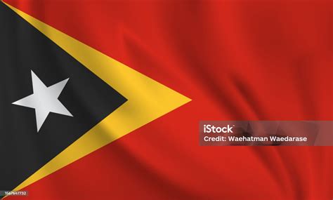 Mengibarkan Bendera Timor Leste Yang Tertiup Angin Bendera Berkibar
