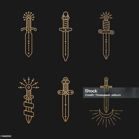 Sword Line Art Set向量圖形及更多劍圖片 劍 圖標集 圖示 Istock
