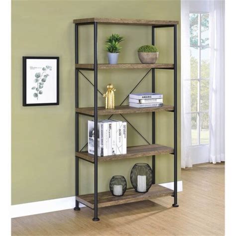 Coaster Analiese 4 Shelf 32 Bookcase In Rustic Oak And Black 1 King